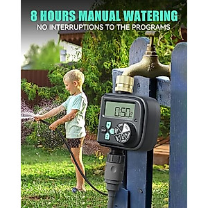 RAINPOINT Sprinkler Timer with 3 Different Programs, Waterproof Hose Timer Brass Inlet, Water Timer with Rain Delay/Manual/Automatic Irrigation Timer System, 1 Outlet