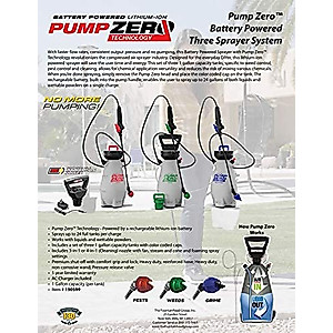 Pump Zero | 190599 | Garden Sprayer Pump | 3 Pack | Lawn & Garden | 24 Gallons Per Charge | Multi-Purpose Pressure Sprayer | 16-20 PSI