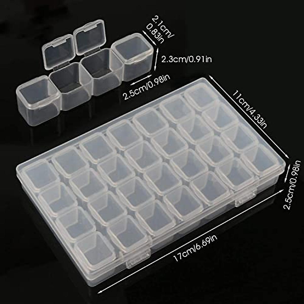 Segbeauty Gem Organizer, Clear Bead Container 28 Compartments with Secure Lids, Removable Tiny Jewelry Storage Box, Transparent Jewelry Organizer for Seeds Craft Making Accessories