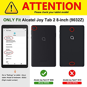 Fintie Case for for Alcatel Joy Tab 2 Tablet 8-inch 2020 Release (Model: 9032Z) - [Built-in Kickstand] Anti Slip Kids Friendly Shockproof Silicone Protective Cover (Black)