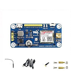 Raspberry Pi GSM/GPRS/Bluetooth HAT Based on SIM800C Supports SMS, GPRS, DTMF, HTTP, FTP, MMS, email for Band GSM 850/EGSM 900/DCS Compatible with Pi 2B/3B/3B+/4B/Zero/Zero W,Jetson Nano