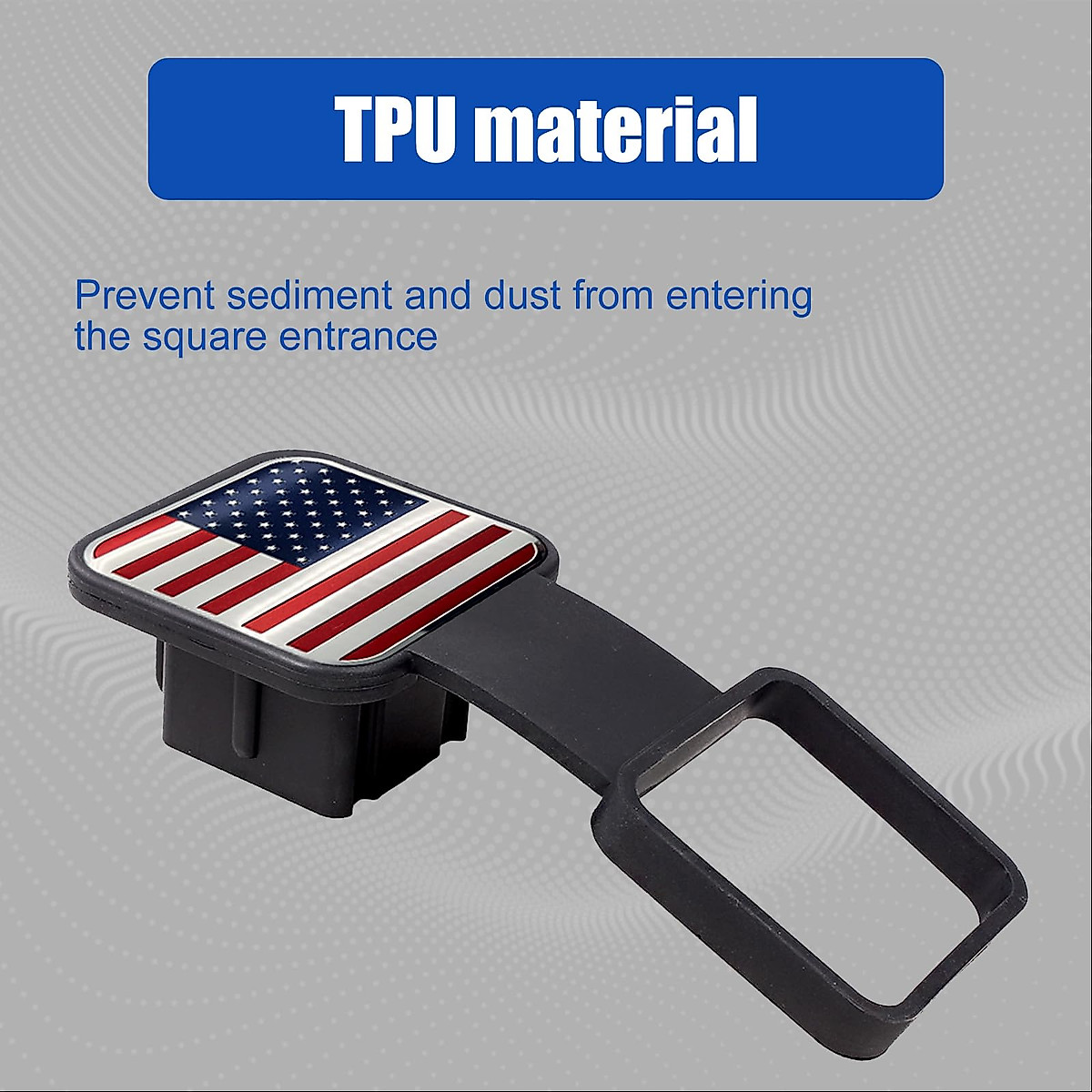 Fogfar 1 PC Square Tow Hitch Dust Plug, 3.14" x 3.14" x 1.96" American Flag Pattern Tow Tube Square Cover, Trailer Receive Tube Plug, Fits 2" x 2" Receiver Tube (Red)