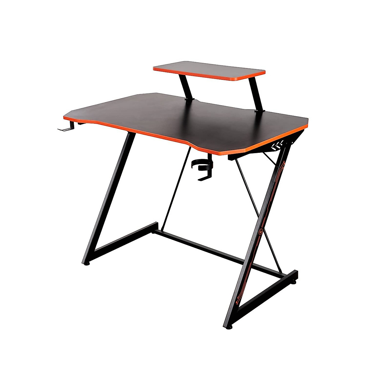 Excited Work Z-Shaped Multifunctional Gaming Desk, 40-inch Computer Desk, Home Desk Writing Desk, Personal Workstation with Headphone Stand and Cup Holder