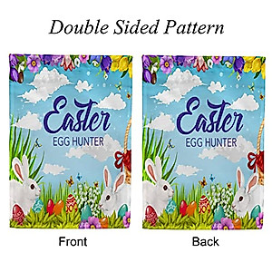 My Little Nest Seasonal Garden Flag Easter Bunnies Egg Hunting Double Sided Vertical Garden Flags for Home Yard Holiday Flag Outdoor Decoration Farmhouse Banner 28"x40"