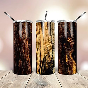 Sungalaxy Old Wood Skinny Tumbler, Straight Skinny Tumbler Vacuum Insulated Tumbler with Lid and Straw, Coffee Mug Travel Mug, Old Wood Grain Gift for Dad Men (20 oz)