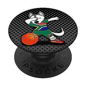 Dabbing Husky Dog South Africa Basketball Fans Jersey Flag PopSockets PopGrip: Swappable Grip for Phones & Tablets