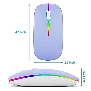 UrbanX 2.4GHz & Bluetooth Mouse, Rechargeable Wireless Mouse for Huawei nova 6 5G Bluetooth Wireless Mouse for Laptop/PC/Mac/Computer/Tablet/Android RGB LED Sky Blue