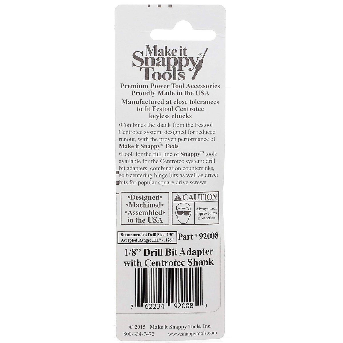 Make it Snappy Tools 1/8 Inch Drill Bit Adapter, Compatible with Festool Centrotec Chucks #92008