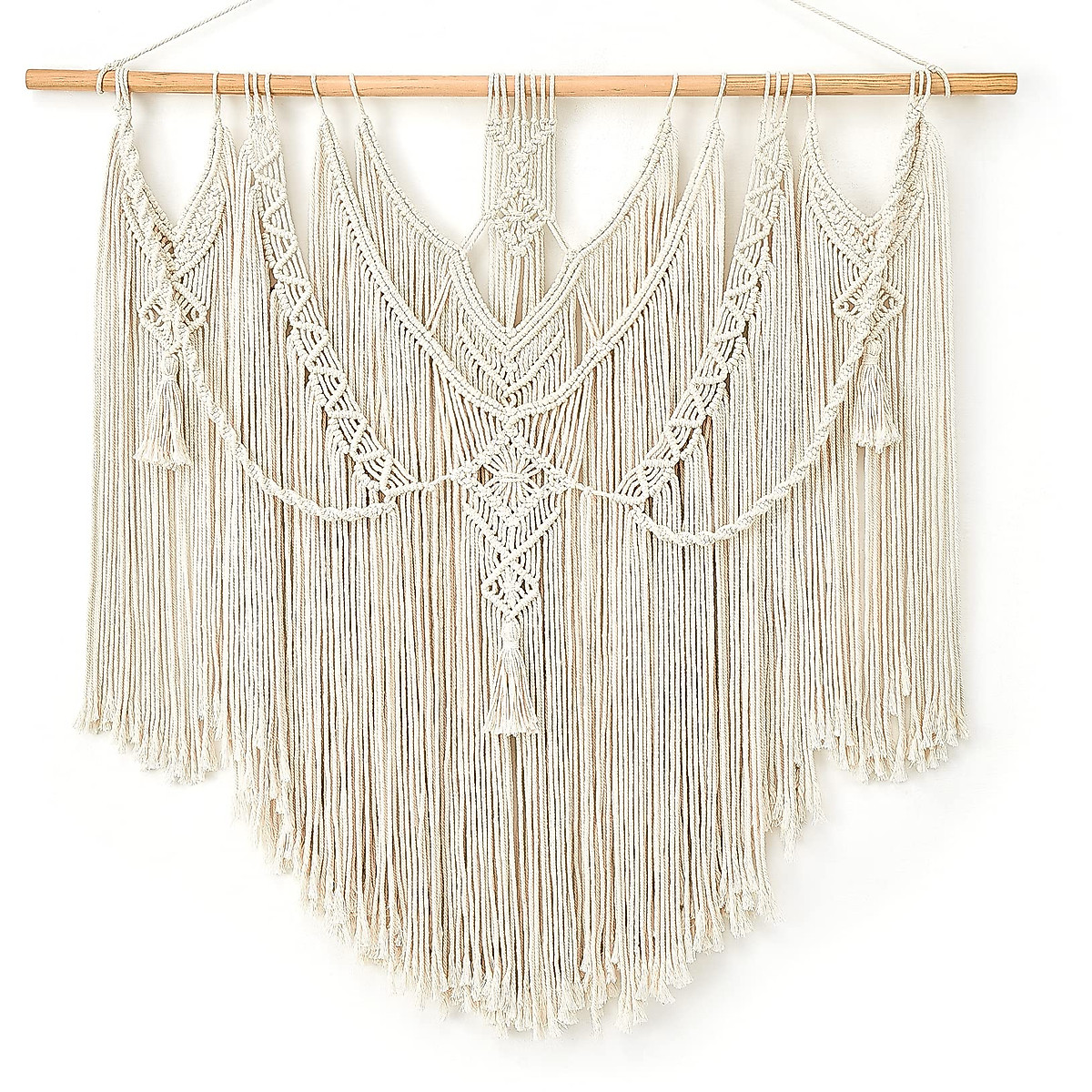 Mkono Macrame Wall Hanging Boho Home Decor Chic Woven Decoration for Bedroom Living Room Apartment Dorm Gallery Perfect Handmade Christmas Gift Ideas, 1 Pack, Large Size, 36"x35"