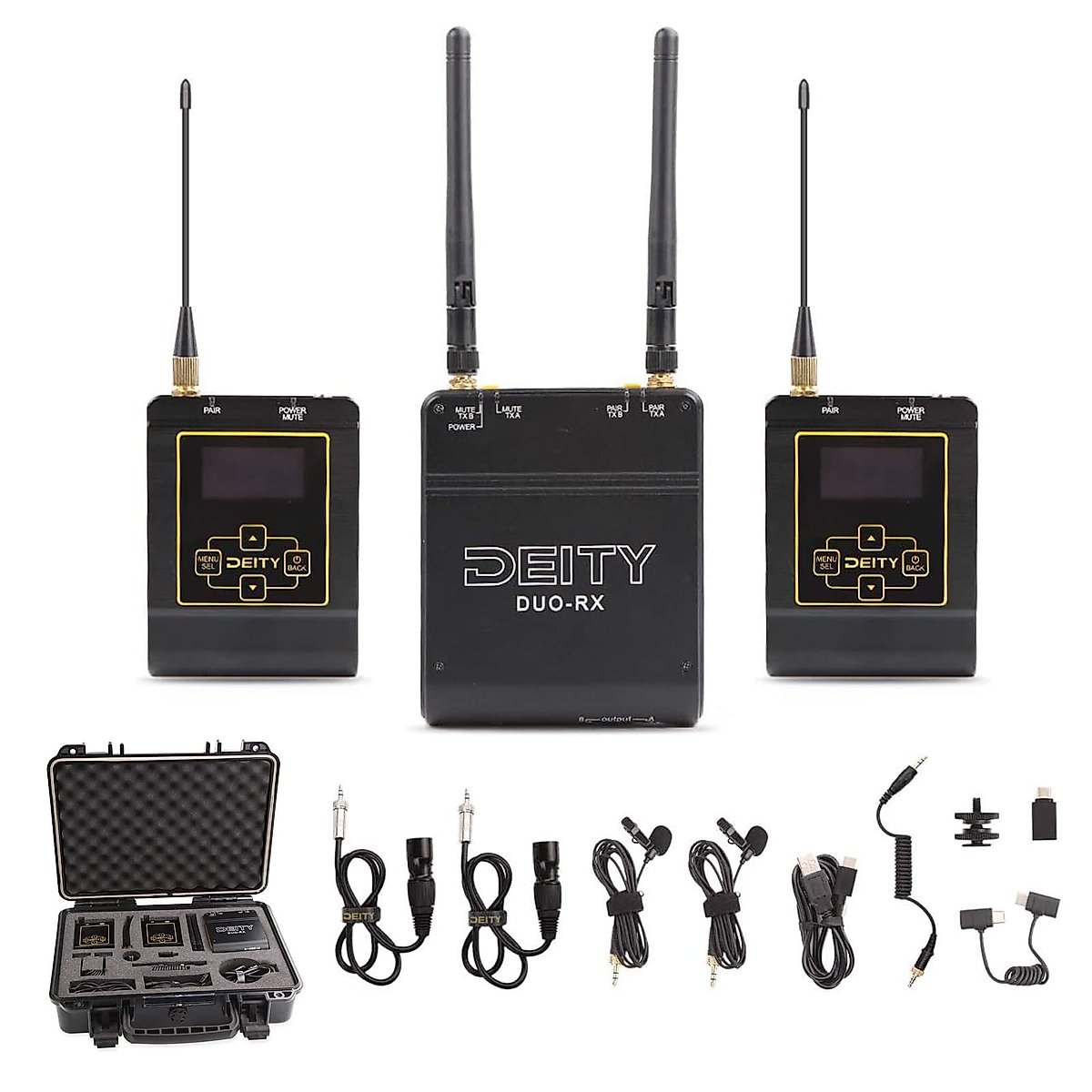 Deity Connect 2.4G Wireless Lavalier Microphone, Dual-Channel Receiver & Two Transmitters, OLED Daylight Display Screen, 24bit/48Khz Uncompressed Audio