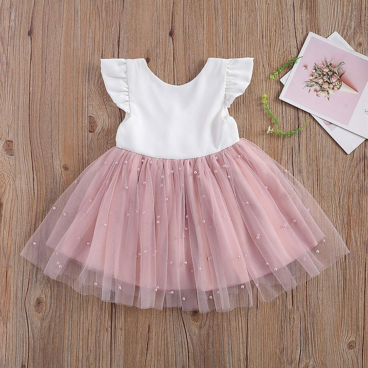 LeSury Baby Girls Tutu Dress Pink Ruffles Sleeveless Toddler Sundress Tulle Dresses Big Bow Princess (Pink, 6-12 M)
