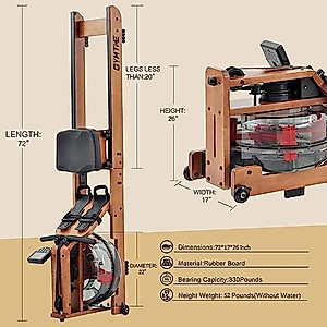 GYMTIME Water Rowing Machine for Home Gym Fitness, Classic Solid Wood Rower Machine with LCD Monitor for Cardio Training Whole Body Exercise Indoor Fitness Sports Training Equipment