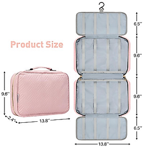 MICOM Hanging Hair Accessories Storage Bag for Girls, Hair Bow Organizer, Hair Accessories Storage Carrying Case for Display Hair Clips, Headbands, Scrunchies, Hair Ties Holder with Hook (pink)