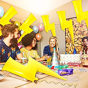 Set of 6 Yellow Lightning Bolt Foil Party Balloons 45 Inch Yellow Flash Balloons for Party Foil Lightning Bolt Shape Balloons Foil Bolt Birthday Party Supplies for Birthday Wedding Decoration