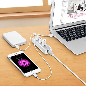 Macally 3-Port USB 3.0 Portable Data Hub with Ethernet Network Lan Adapter for Macbook Pro / Air, Mac Pro / mini, iMac, XPS, Surface Pro, Notebooks, Desktop PCs, USB Flash Drives, etc. (U3HUBGBA)