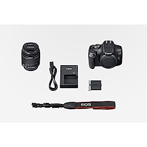 EOS 2000D DSLR Camera and EF-S 18-55 mm f/3.5-5.6 is II Lens, Black (Renewed)