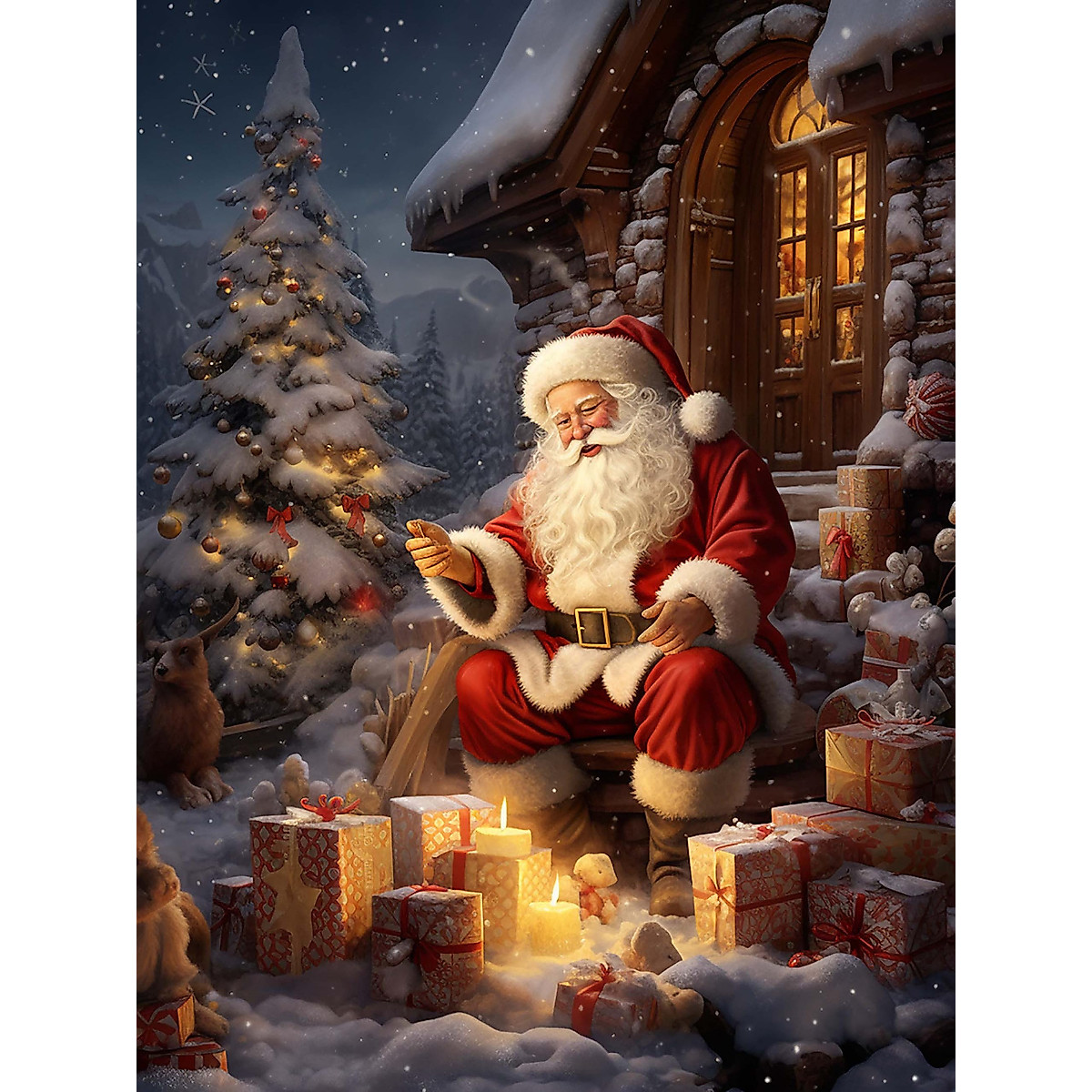 SKRYUIE Paint by Numbers Christmas for Adults, Acrylic Oil Painting by Numbers Kits for Beginner with Paintbrushes Brushes Paintwork Art Canvas for Home Decor 16x20 inch / 40x50 cm B1175