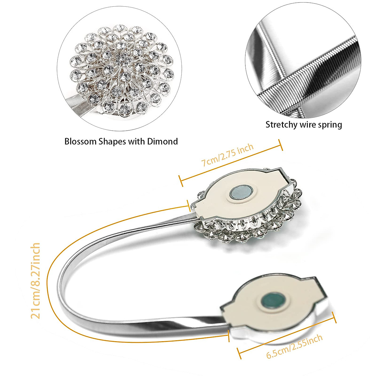 4 Packs Curtain Magnetic Buckle Spring Window Decoration Curtain Tie Rope for Home Office Decoration (White)