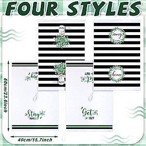 Kajaia Set of 4 Eucalyptus Leaves Kitchen Towels Decorative Dish Towels 16 x 24 Inch Green Kitchen Towels Hand Towels Absorbent Drying Tea Towels for Kitchen Decor