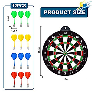 GaHoo Magnetic Dart Board, Safe Dart Game Toy for Kids, 12pcs Magnetic Darts, Excellent Indoor Game and Party Game, Double Sided Dart Board Toys Gifts for 4 5 6 7 8 9 10 -12 Years Old Boy Girl Adults