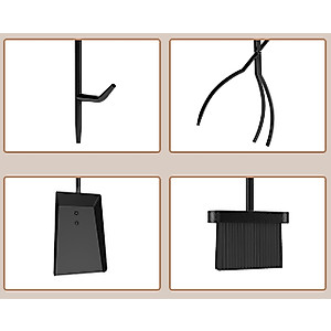 Fire Beauty 5 Piece Black Steel Fireplace Tool Set Fireplace Tool Furnace Accessory Kit with Brush, Poker, Spatula and Pliers