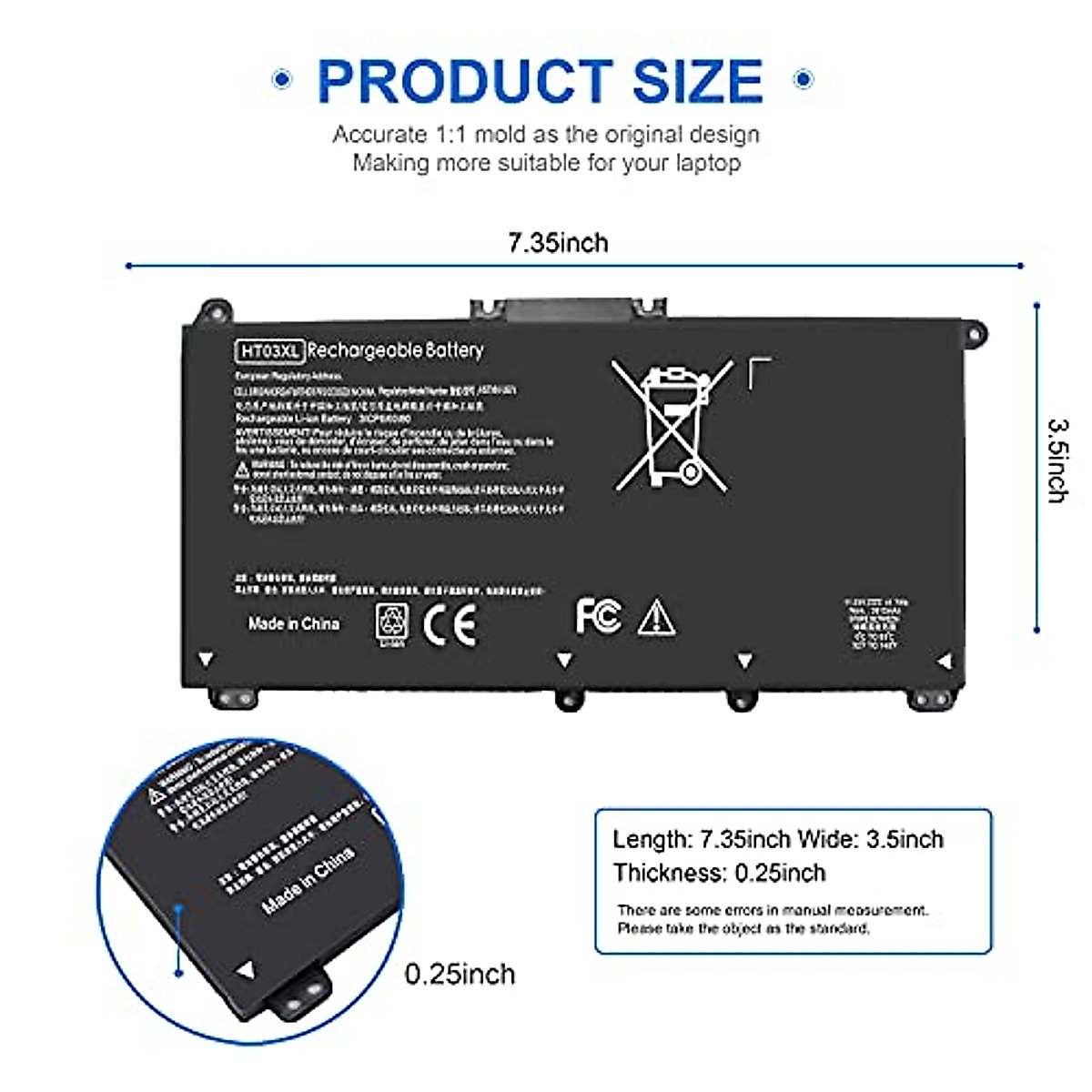 HT03XL L11119-855 Battery for HP Pavilion 15-cs3xxx 15-cs2xxx 15-cs1xxx 15-cs0xxx 15-cw0xxx 15-cw1xxx 15-cw0 15t-cs300 15t-cs200 15t-cs0 15-cs3073cl 15-cs3153cl 15-cs3063cl 15-cs2073cl 15-cs1063cl