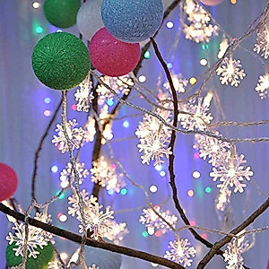 KAILEDI Christmas Lights, 19.6 ft 40 LED Snowflake String Lights Battery Operated, 2 Modes Waterproof Fairy Lights for Xmas Party Garden Patio Bedroom Decor Indoor Outdoor
