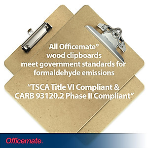Officemate Recycled Wood Clipboard, 6 Inch Clip, 1 Pack Clipboard, Letter Size (9 x 12.5 Inches), Brown (83100)