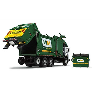 Mack TerraPro Waste Management Refuse Garbage Truck with Heil Half/Pack Freedom Front End Loader and CNG Tailgate White and Green with Garbage Bin 1/34 Diecast Model by First Gear 10-4006D