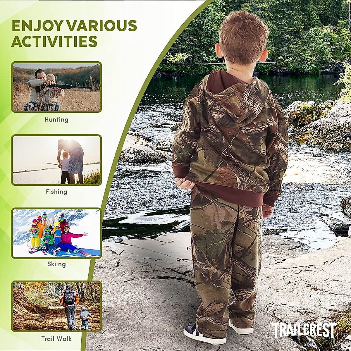 TrailCrest by Treel Infant-Toddler Cotton Full Zip Hoodie Sweatshirt Jacket & Pants Set Tracksuit, 5T, Camo