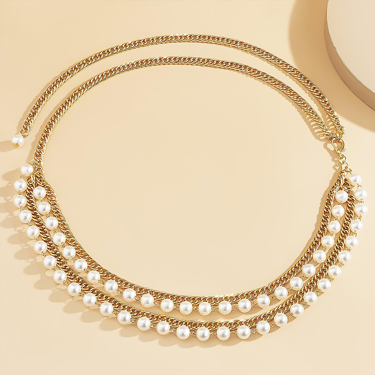 MODRSA Gold Chain Belt Gold Chain Belts for Women Gold Belt Chain Plus Size Womens Belts for Dress Layered Gold Chain Belt for Women Pearl Waist Chain