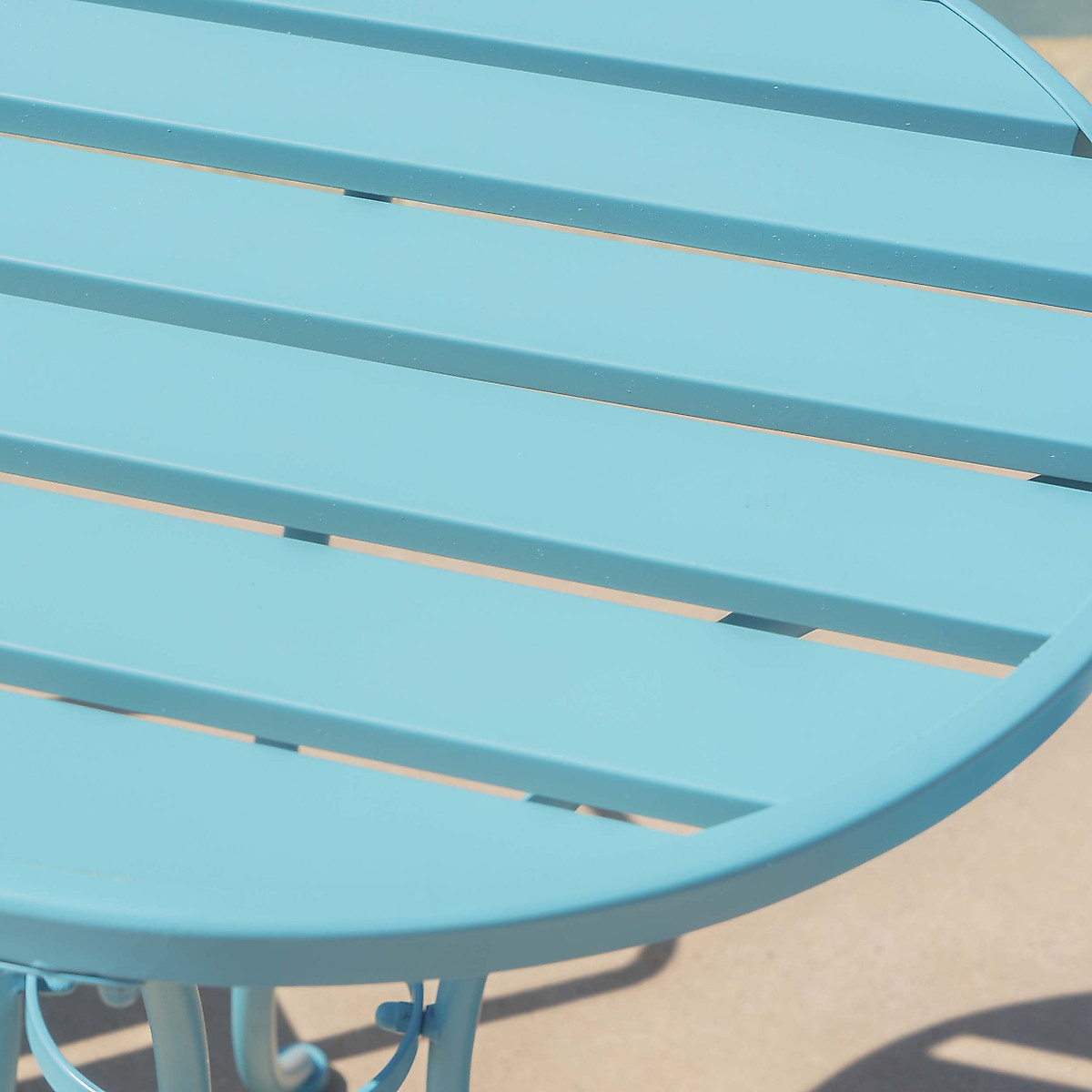 Christopher Knight Home Colmar Outdoor Iron Bistro Set, 3-Pcs Set, Matte Blue