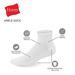 Hanes mens X-temp Cushioned Ankle Socks, 12-pair Pack Casual Sock, Black, 6 12 US