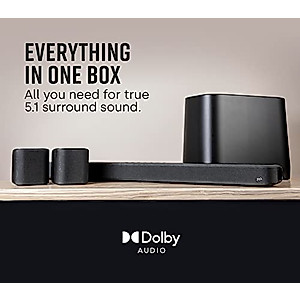 Polk True Surround III 5.1 Channel Wireless Surround Sound System, Includes Sound Bar, L & R Rear Surrounds and 7'' Subwoofer, Dolby Digital Decoding, Built-in Bluetooth, Easy Setup, Black