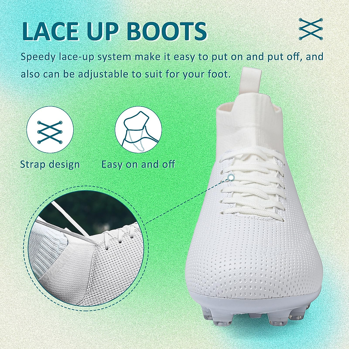 Soccer Cleats Mens Football Cleats Women Tacos de Futbol para Hombre Soccer Shoes for Big Boy Tacos de Futbol Zapatos de Futbol para Hombres Outdoor Soccer Shoes High Top Football Boots AG/FG