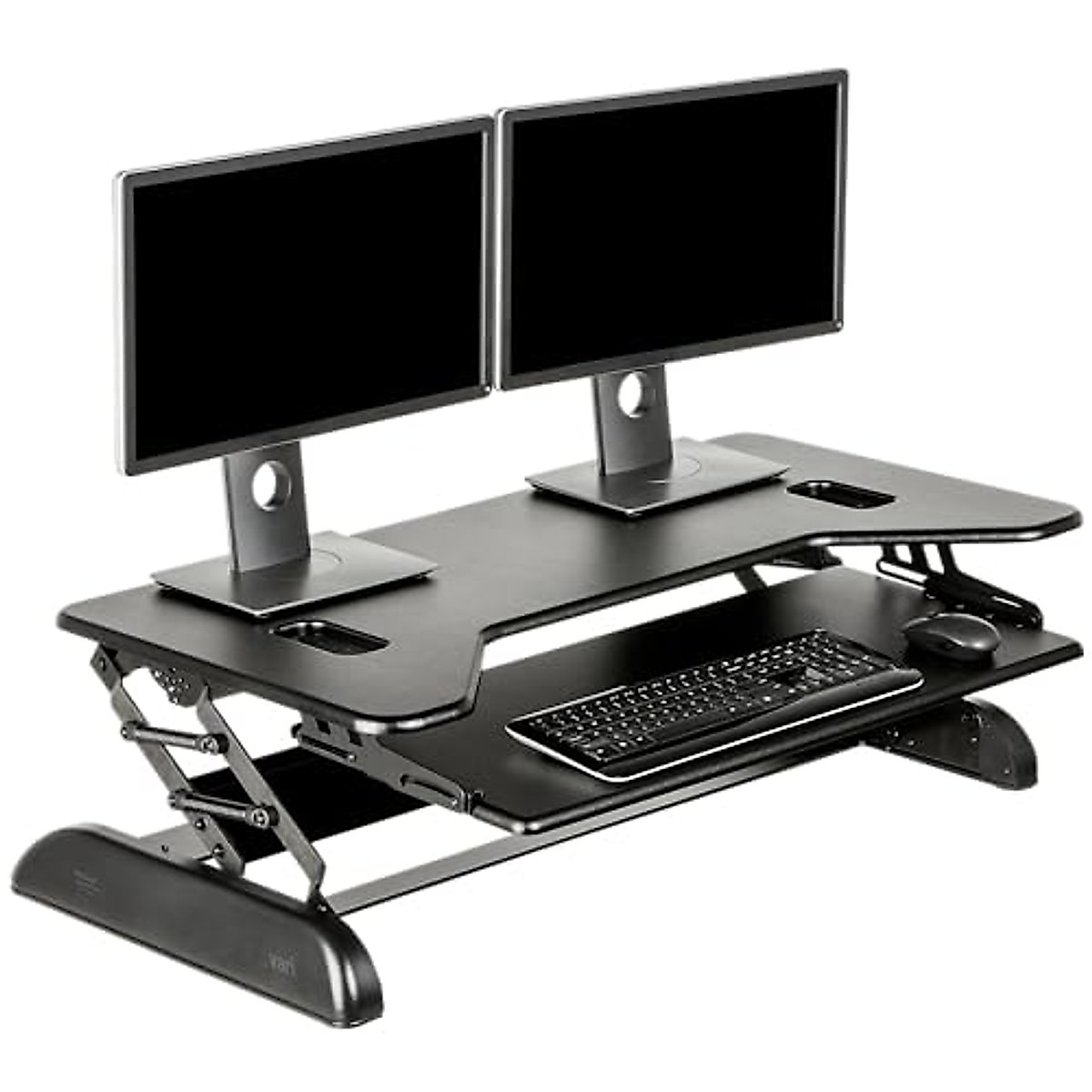 Vari - VariDesk Cube Plus 40 – Two-Tier Cubicle Standing Desk Converter for Dual Monitors – 9 Height Adjustable Settings with Spring-Assisted Lift and Dual Handles – Fully Assembled, Black