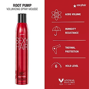 SexyHair Big Root Pump Volumizing Spray Mousse, 10 Oz | Volume with Medium Hold | Up to 72 Hour Humidity Resistance