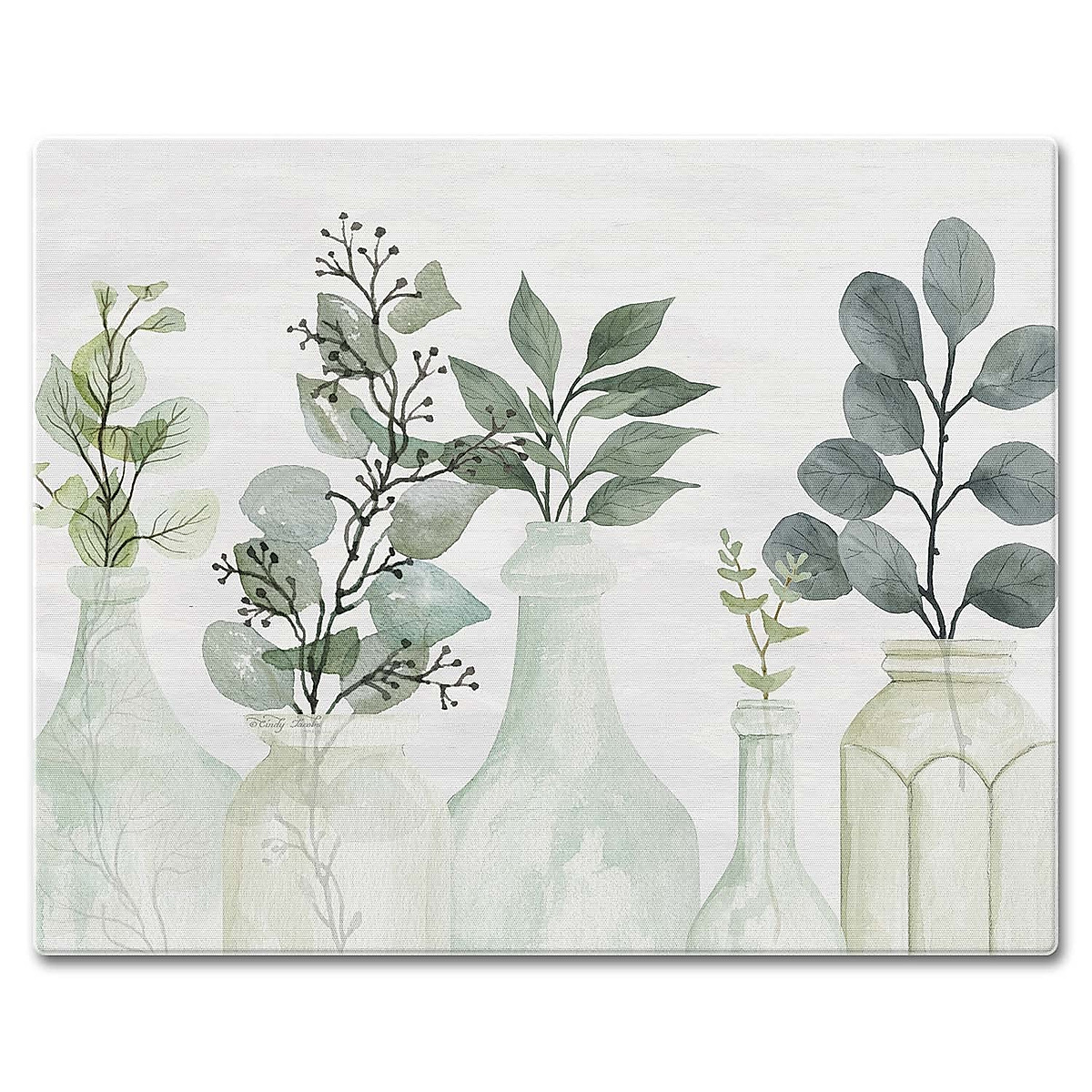CounterArt "Nature's Greenery" 3mm Heat Tolerant Tempered Glass Cutting Board 15” x 12” Manufactured in the USA Dishwasher Safe