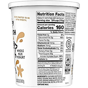 Wallaby Organic Aussie Smooth Whole Milk Regular Yogurt, Vanilla, USDA Organic, 32 oz.