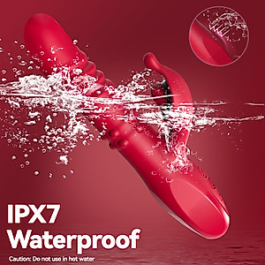 Thrusting Dildo 4 in1 Sex Toy-Couples Vibrator Adult Toys with 6 Thrusting & Rotating, 10 Vibrating Modes Dildo, G Spot Vibrator Clitoral Nipple Stimulator for Women Couple Pleasure