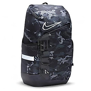 Nike Elite Pro Printed Basketball Backpack (32L) (Black/Black/White, One Size)