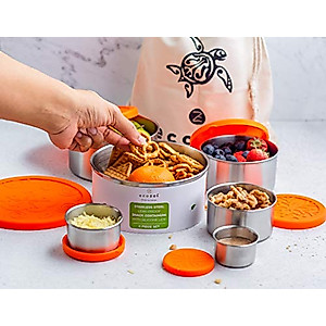 ecozoi Stainless Steel Food Storage Containers with Lids. 6 Pack Nesting, Stackable, Bento Box Set. BPA Free, Dishwasher Safe, Spillproof Metal Meal Prep Bowls for Lunch, Salad, Hot Food