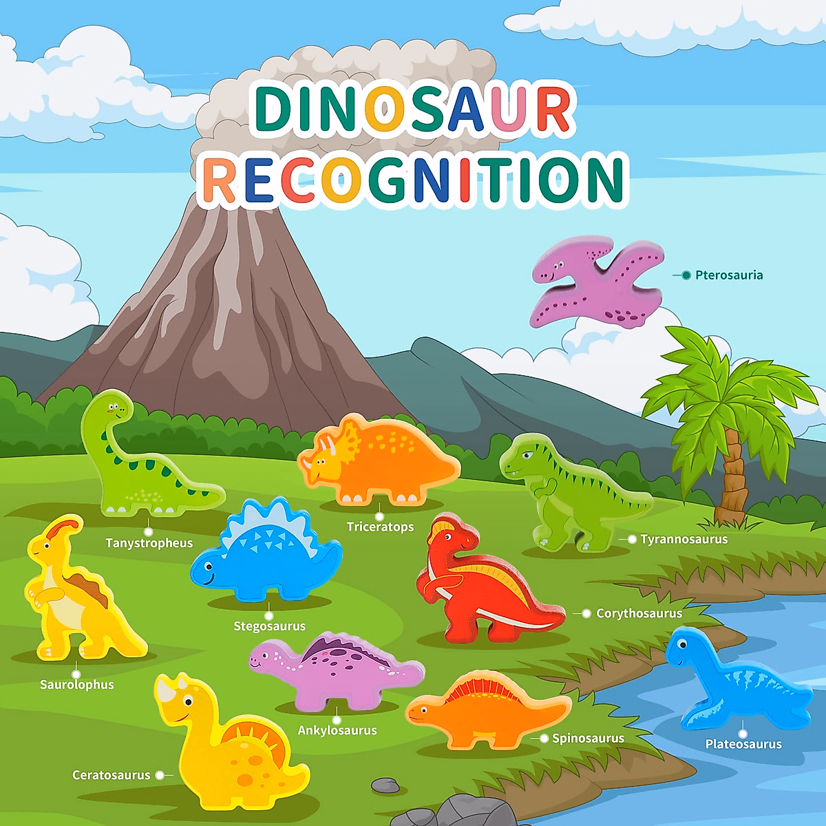 ANPEAC Baby and Toddlers Dinosaur Sorting and Stacking Matching Toys for 1-3 Year Old, Balance Blocks, Kids Preschool Learning, Numbers Nesting Boxes Montessori Gifts for Baby Boys Girls