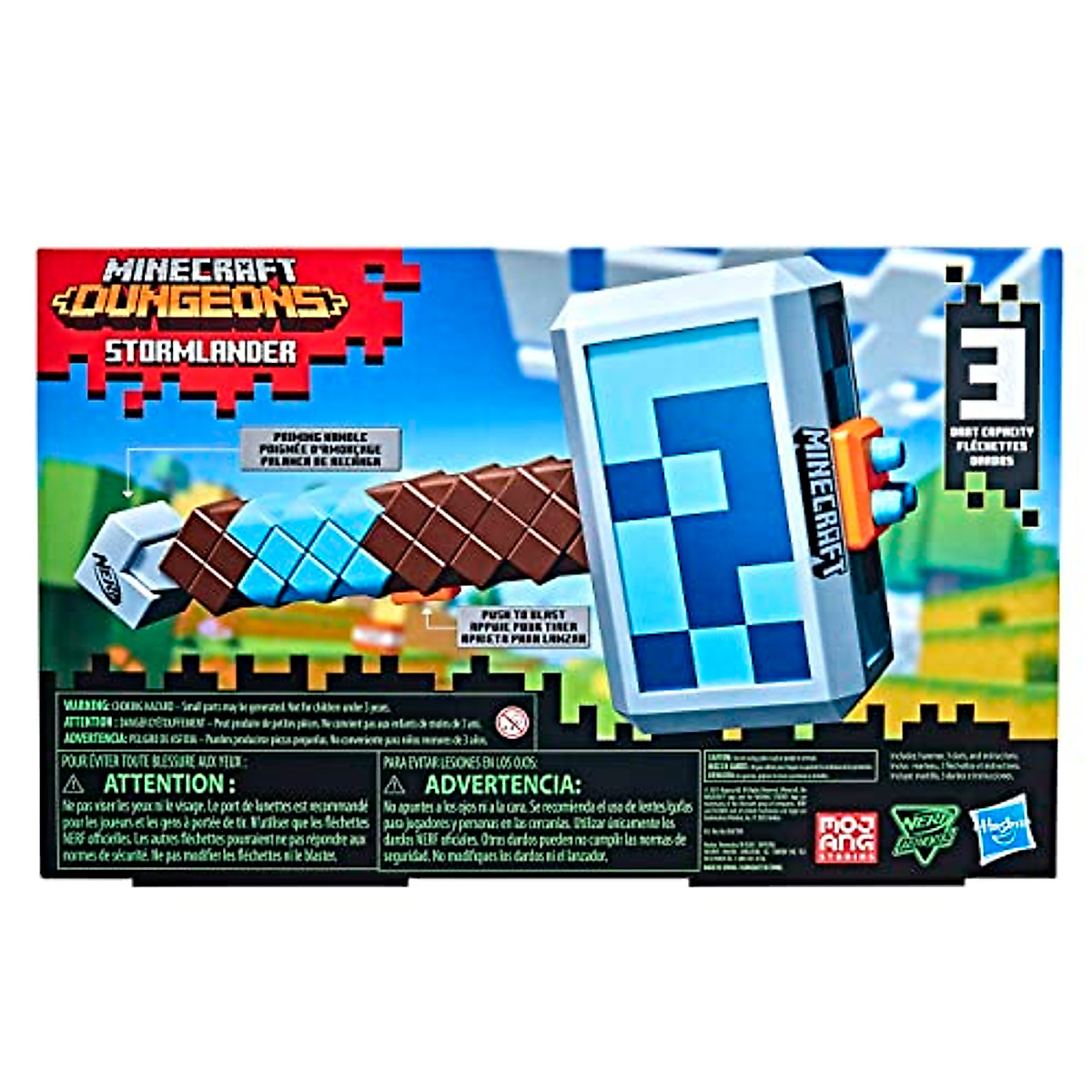 Nerf Minecraft Stormlander Dart-Blasting Hammer, Fires 3 Darts, Includes 3 Elite Darts, Pull-Back Priming Handle Multicolor 5010993948758