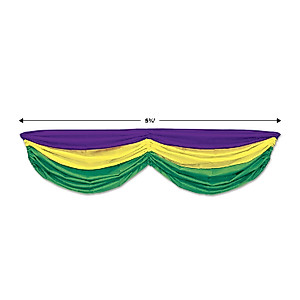 Mardi Gras Fabric Bunting (golden-yellow, green, purple) Party Accessory (1 count) (1/Pkg)