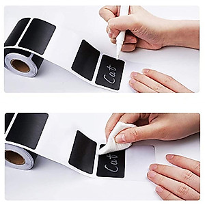 A Roll of 300pcs Black Rectangle Removable Storage Stickers Refrigerator Freezer Paper Label Self-Adhesive Labels-Waterproof Oil-Resistant for Kitchen Refrigerator Restaurants