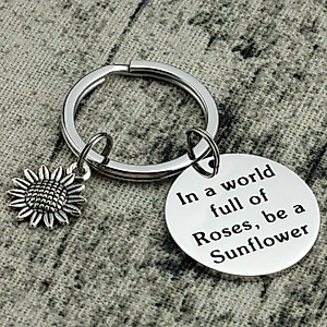Kivosliviz Sunflower Keychain Gifts Sunflower Lover Gift in A World Full of Roses Be a Inspiration Jewelry Sunflower Keychains