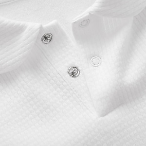 pureborn Unisex Baby Boys Girls Jumpsuit Long Sleeve Cotton Baptism Outfit One-Piece Christening Romper Waffle White 12-18 Months