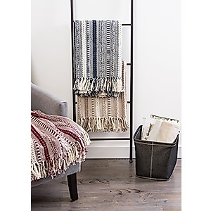 DII Braided Striped Throw, 50x60, Stone