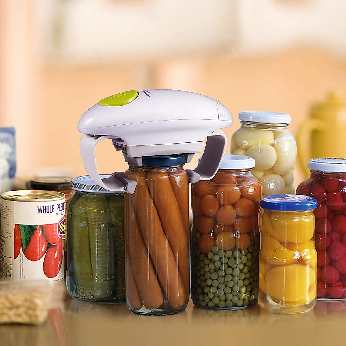 Higher Torque and One Touch Electric Jar Opener Easy Remove Almost Size Lid with Auto-Off, Powerful Bottle Opener for Arthritic Hands, Automatic Jar Opener for Weak Hands and Seniors (White)